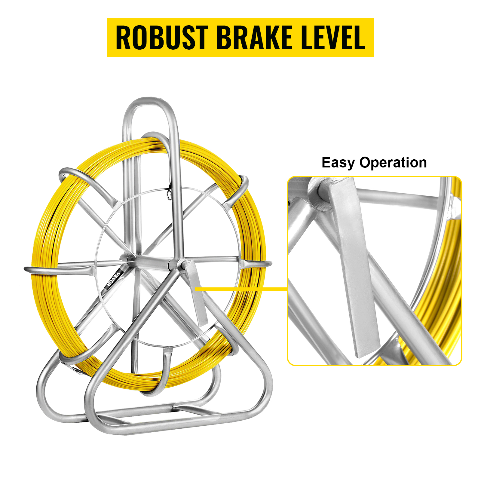 VEVOR 6MM x 130M Fiberglass Wire Cable Running Rod Snakes Fish Tape ...